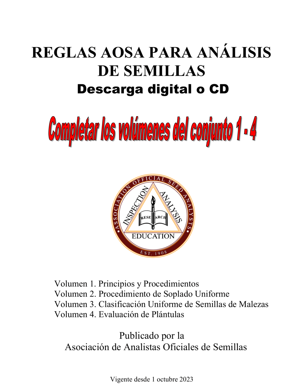 2023 AOSA Spanish Rules – Completar los volúmenes del conjunto 1-4 ...